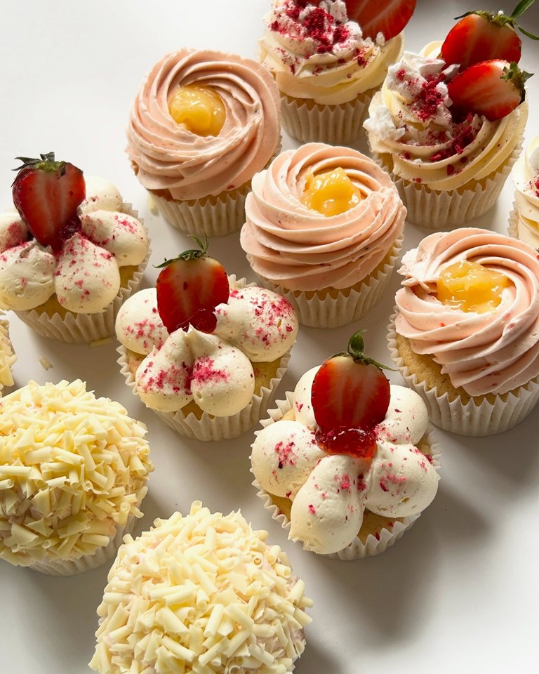 Summer Strawberry 12 Cupcake Selection Box - Caketu.com